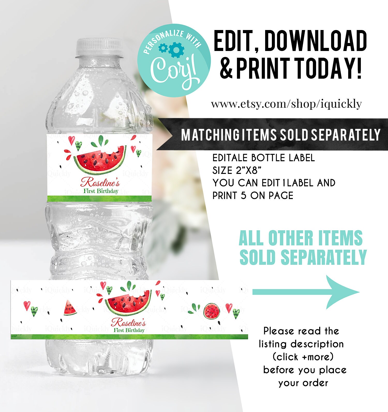 EDITABLE Watermelon Food Tags Red Buffet Label Tent Card Food | Etsy