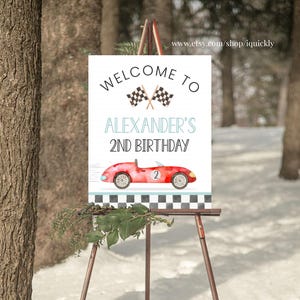 Fast One 1st Birthday Photo Poster Editable Race First Year Baby ...