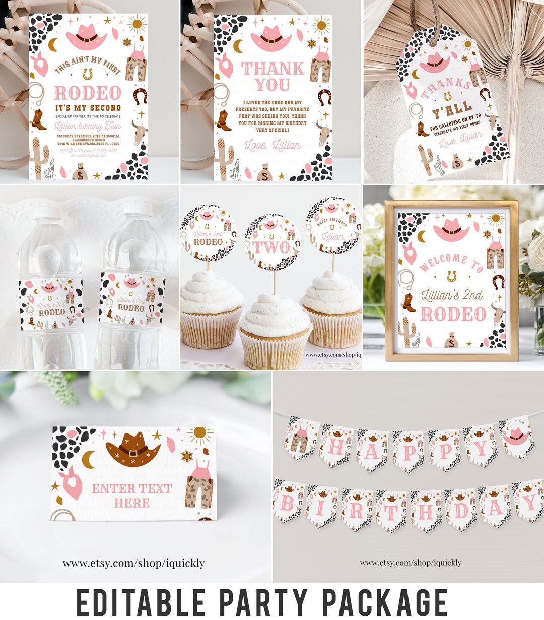 Editable My Second Rodeo Party Decorations Cowboy Package Birthday Wild ...