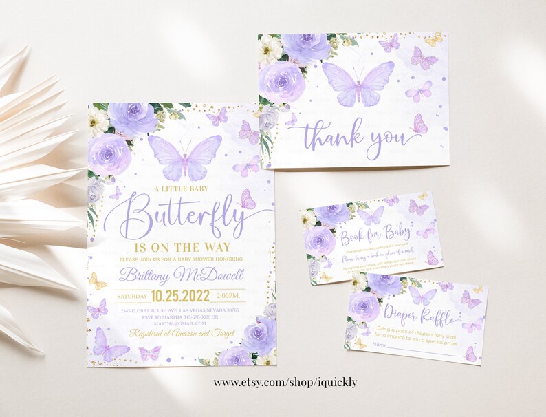 EDITABLE Butterfly Baby Shower Welcome Sign Purple Butterfly - Etsy