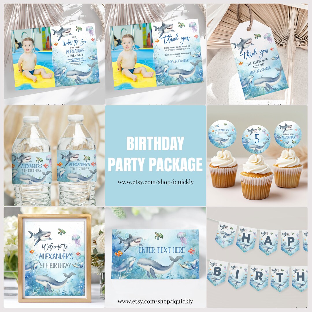 Editable Under the Sea Party Decorations Ocean Theme Package Birthday ...