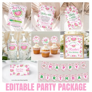 EDITABLE Watermelon Favor Tags Thank You Tags Gift Tags One in a Melon ...