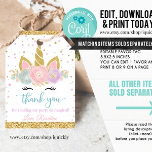 EDITABLE Unicorn Food Tags Buffet Label Tent Card Food Labels Place ...