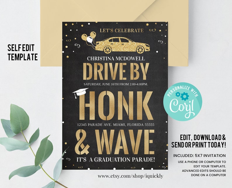 Editable Drive by Graduation Parade Invitation Drive Through | Etsy