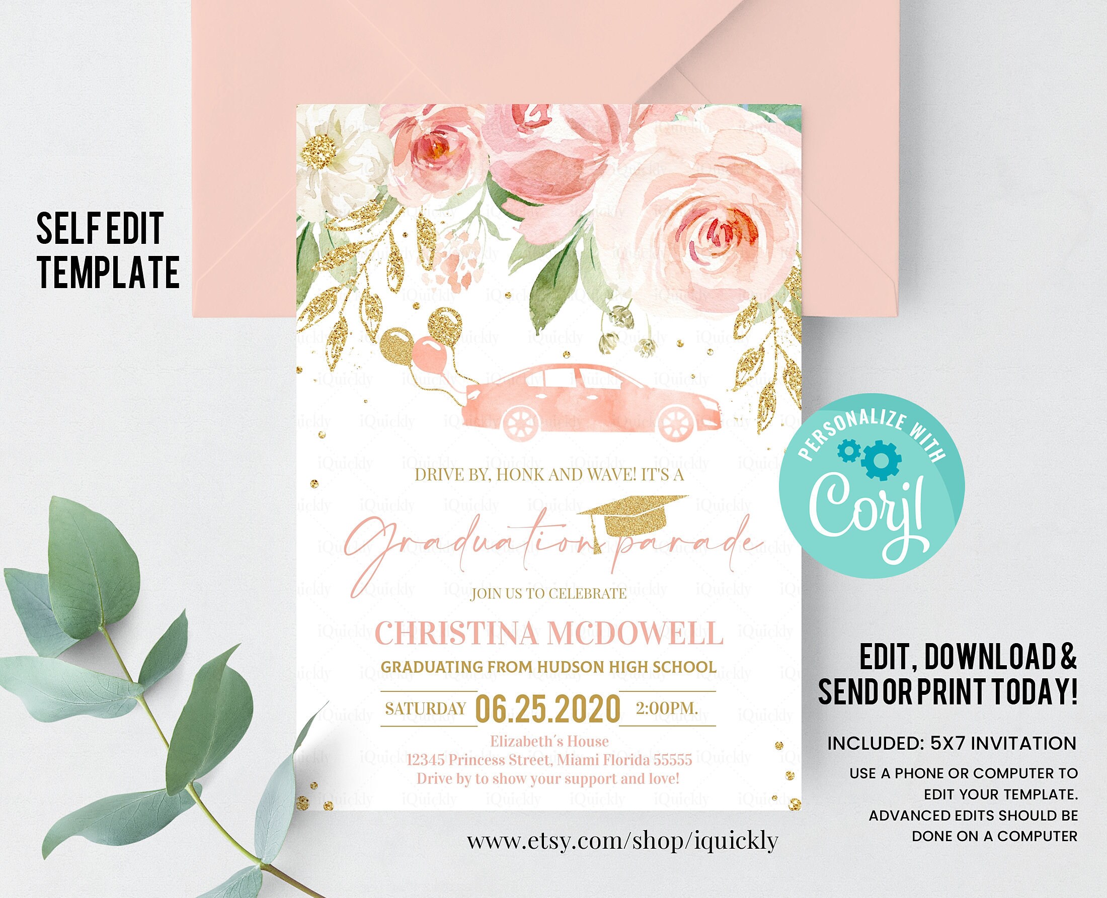 Editable Drive by Graduation Parade Invitation Drive Through - Etsy