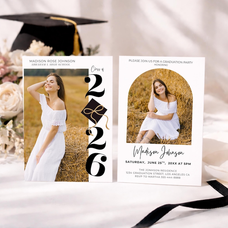 Graduation Announcement Invitation Editable Grad Party Invite Template ...