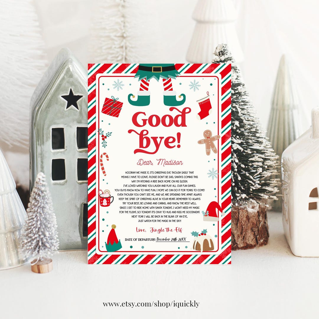 Elf Goodbye Letter Editable, Departure Letter Christmas Goodbye From ...