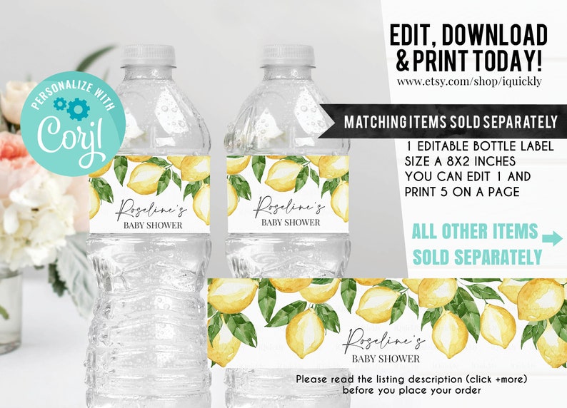 EDITABLE Lemon Favor Tags Lemonade Thank You Tags Citrus - Etsy