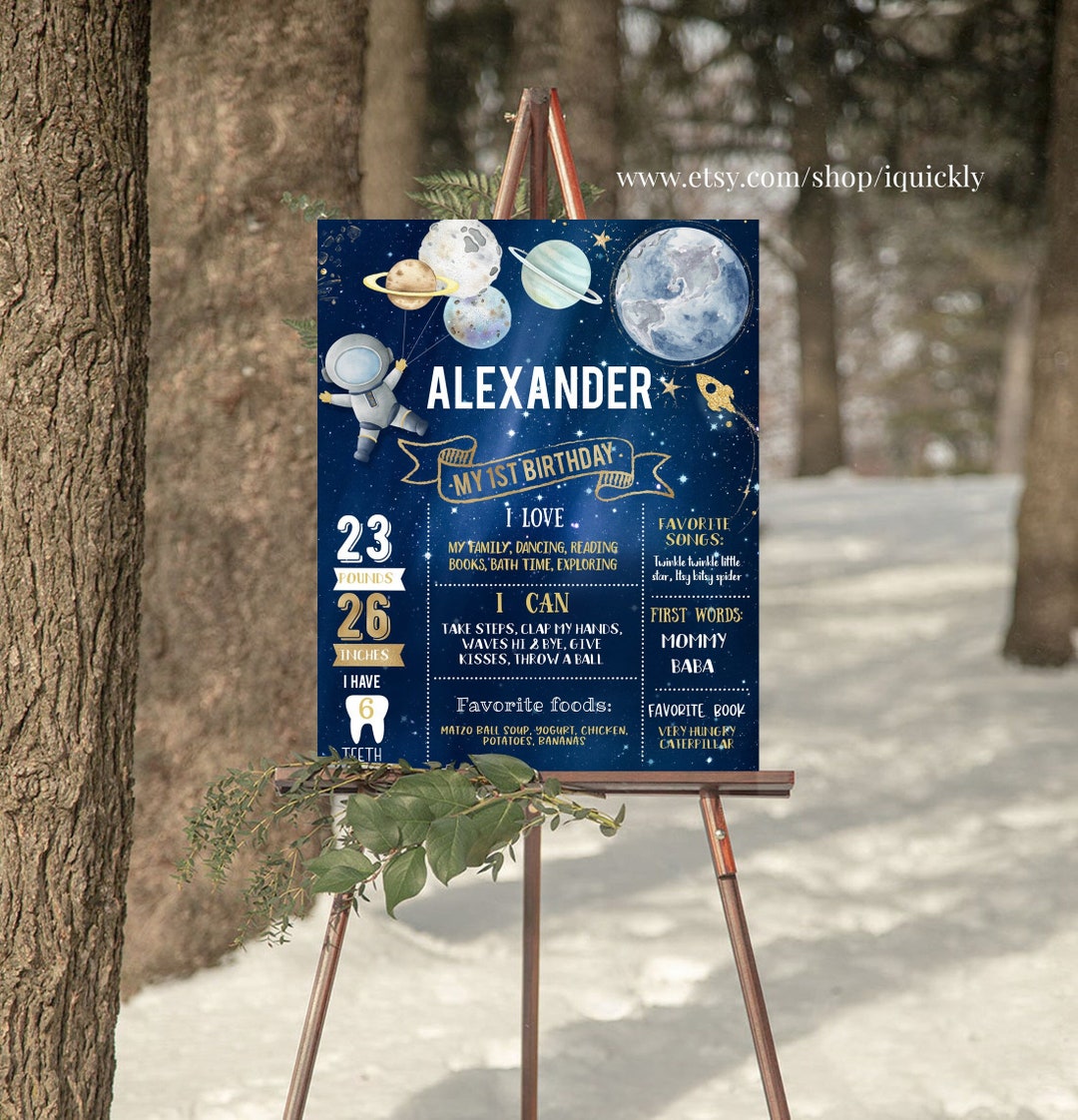 Outer Space Milestone Birthday Poster EDITABLE Birthday Chalkboard Sign ...