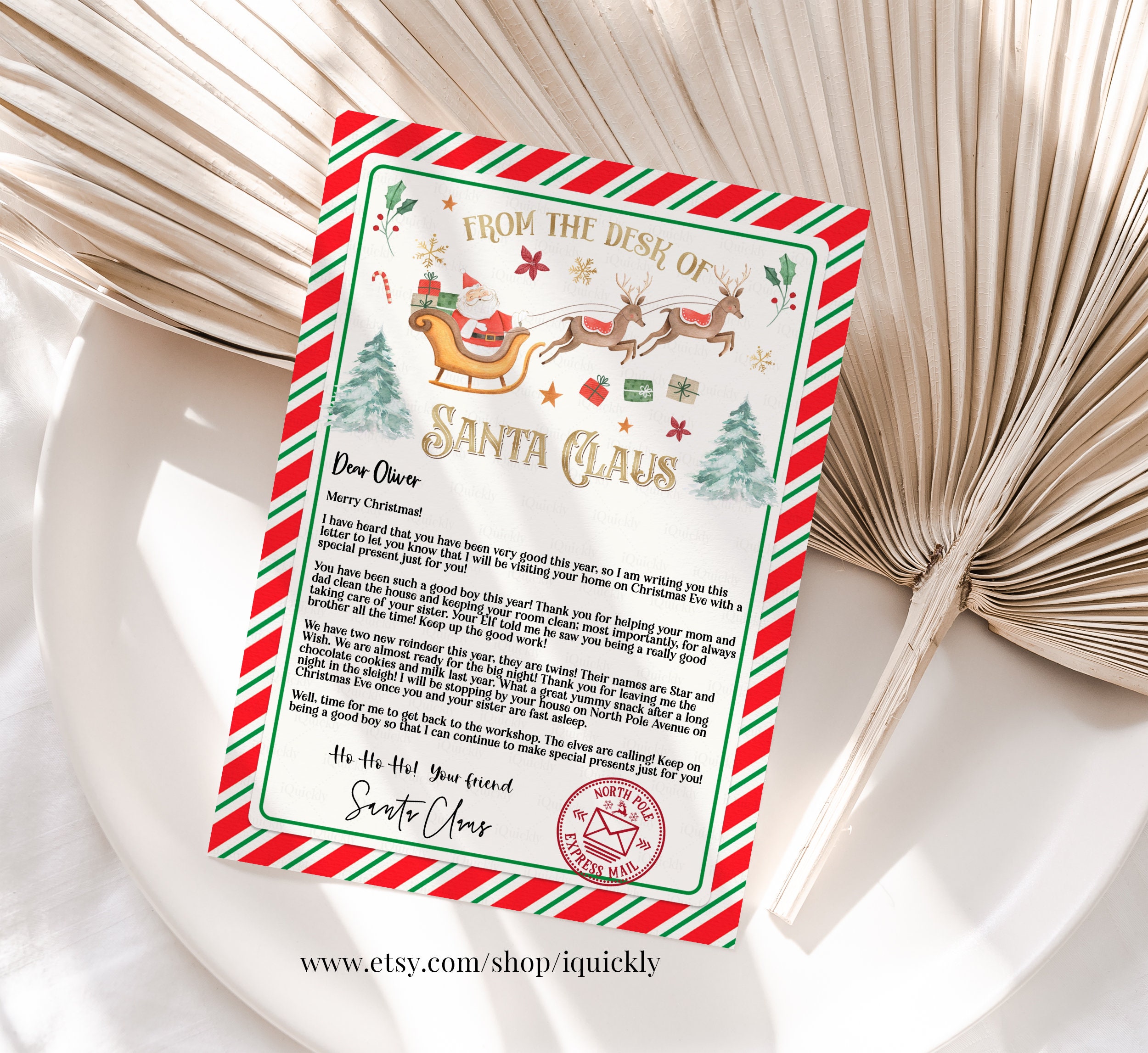Editable Personalized Letter From Santa Claus From the Desk of Santa ...