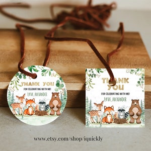 EDITABLE Woodland Party Favors,wild One Favor Tags, Woodland Animals ...