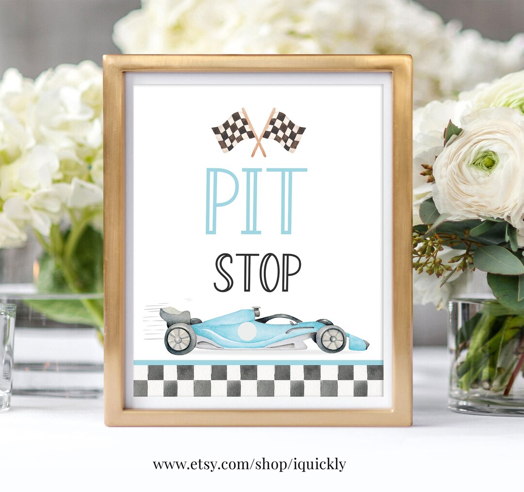 Pit Stop Birthday Party Sign Race Car 2nd Birthday Two Fast Birthday ...