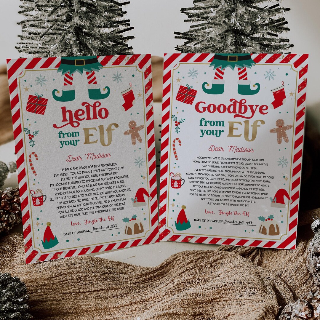 Elf Arrival Goodbye Letter Editable Bundle, Elf Return Departure Letter ...