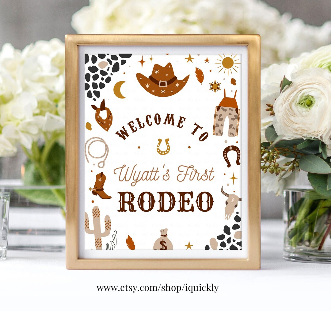 EDITABLE My First Rodeo Birthday Party Signs Cowboy Welcome Sign ...