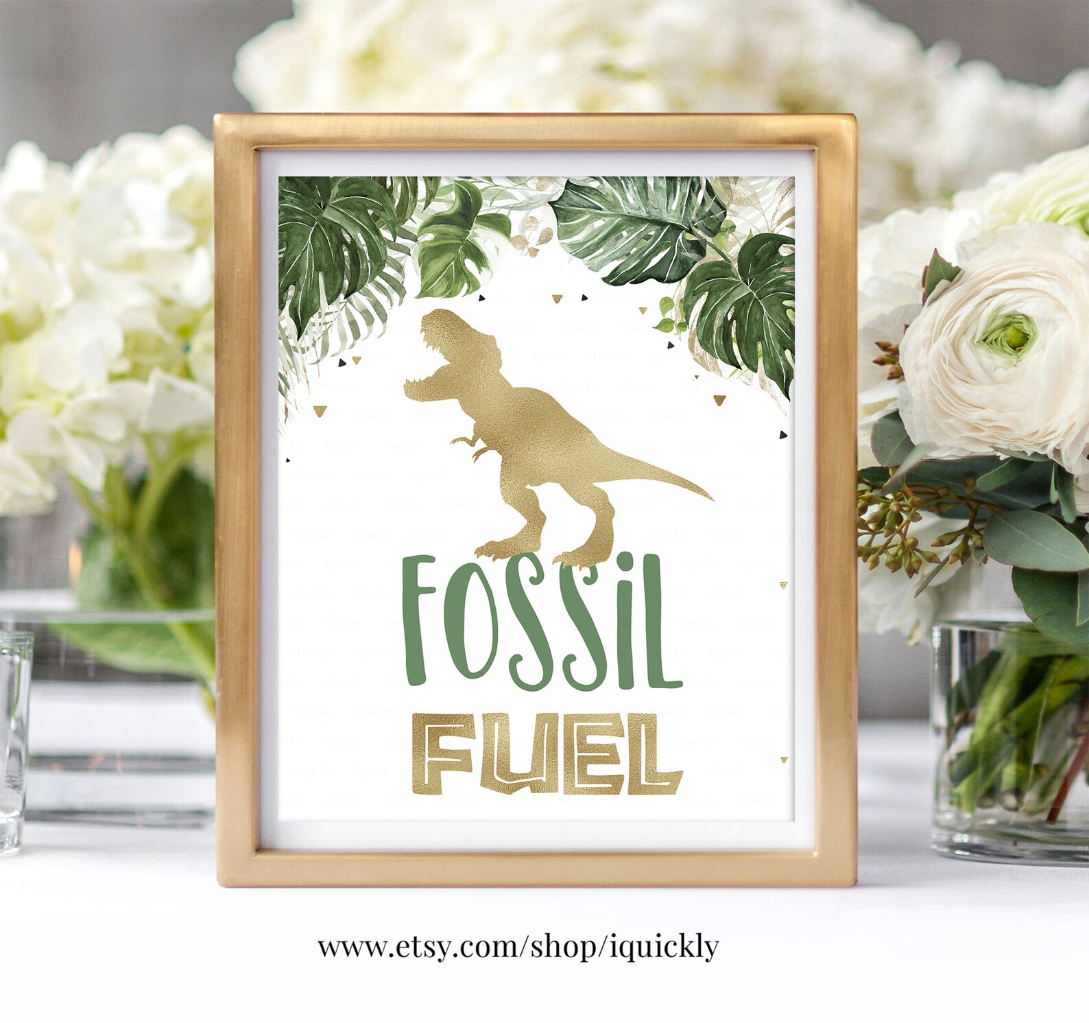 Fossil Fuel Birthday Sign Drink Table Decor Dinosaur Birthday Dino ...