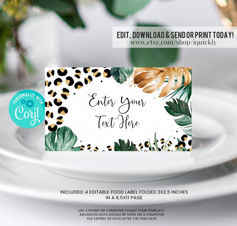Editable Safari Leopard Print Food Labels Wild Child Jungle - Etsy