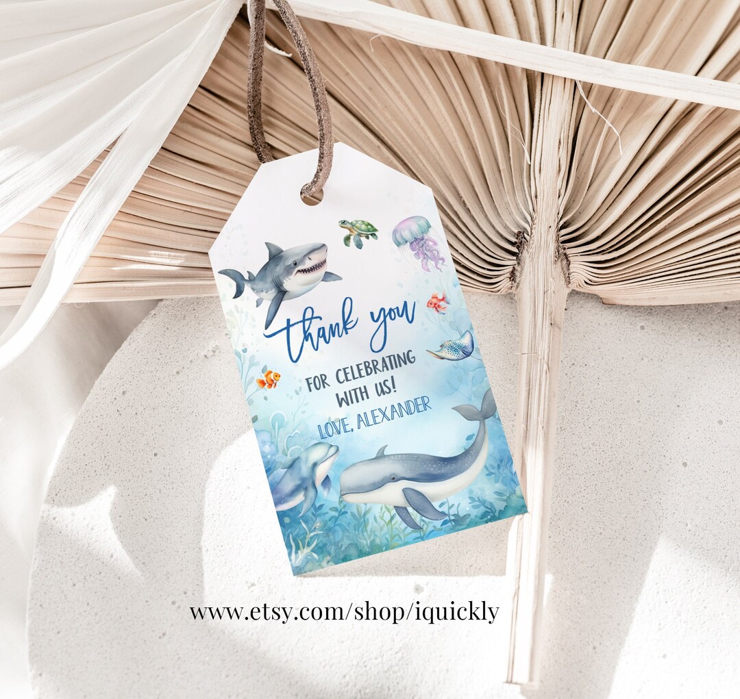 Editable Under the Sea Birthday Favor Tags Oneder the Sea Thank You ...