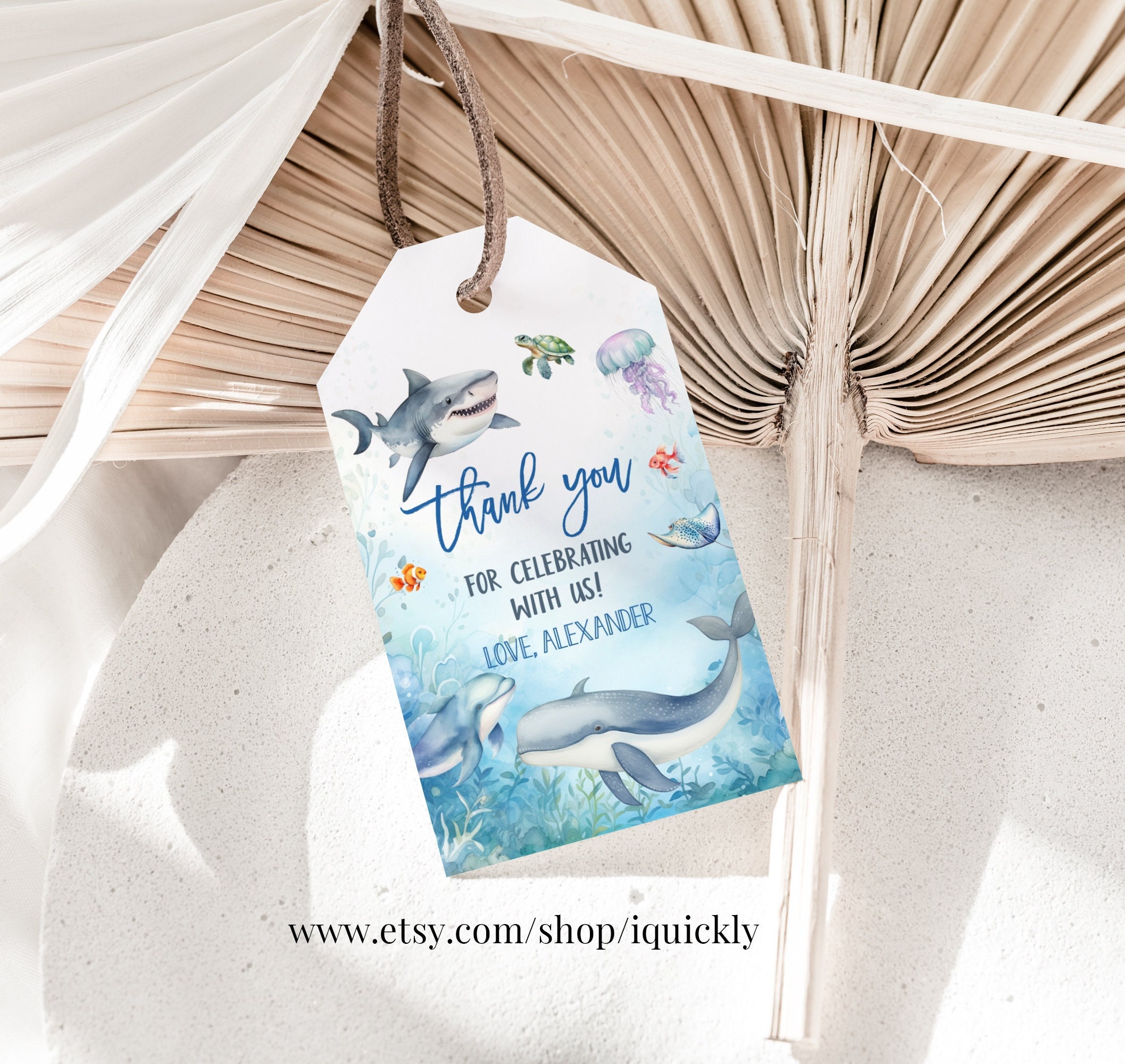 Editable Under the Sea Birthday Favor Tags Oneder the Sea Thank You ...