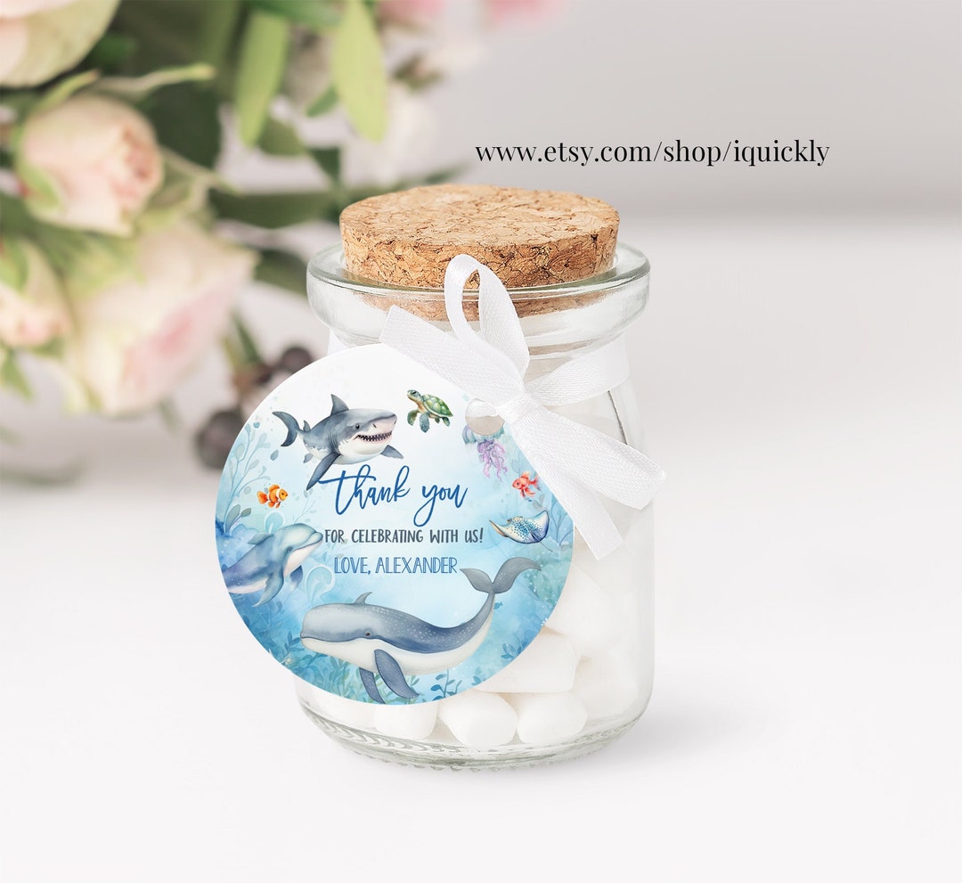 Editable Under the Sea Birthday Favor Tags Oneder the Sea Thank You ...