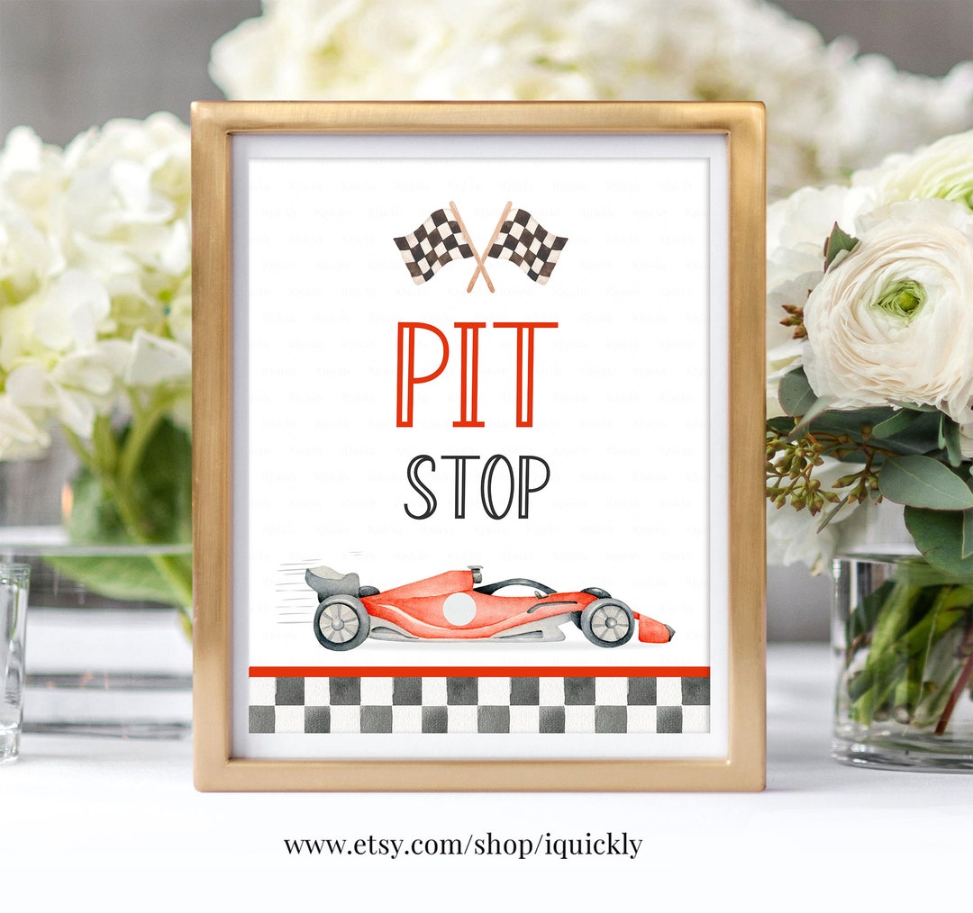 Pit Stop Birthday Party Sign Race Car 2nd Birthday Two Fast Birthday ...