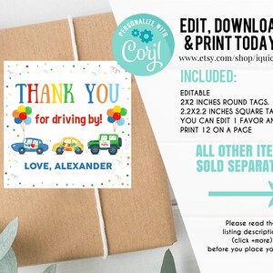Editable Drive by Birthday Parade Favor Tag Drive Through Gift - Etsy