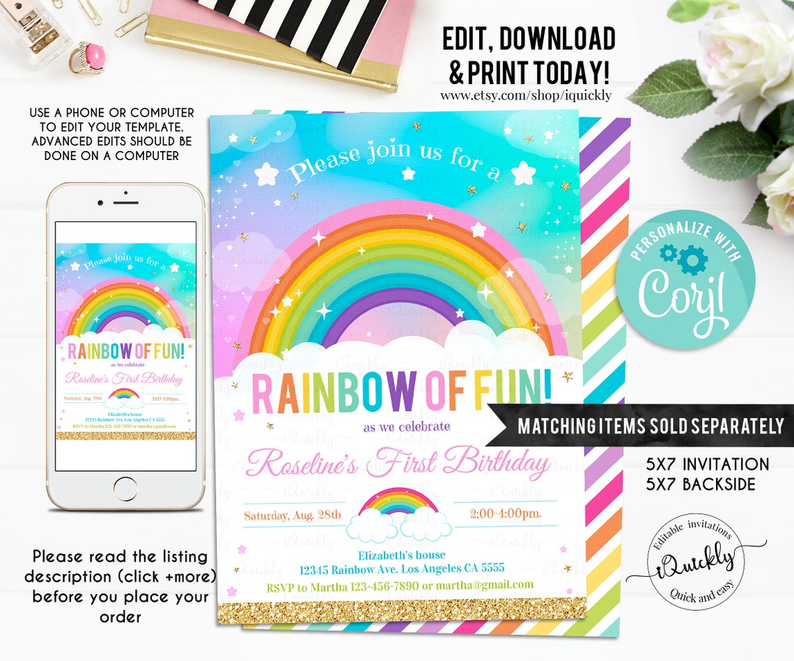 Editable Rainbow Welcome Sign Rainbow Confetti Party Sign - Etsy