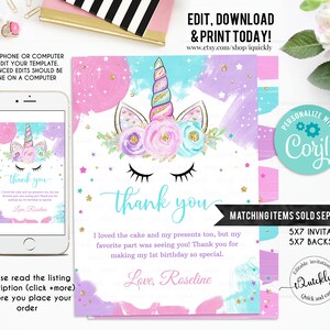 EDITABLE Unicorn Favor Tags, Thank You Tags, Gift Tags, Unicorn Party ...