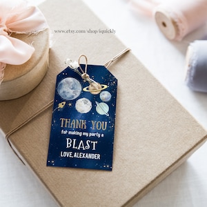 Editable Outer Space Favor Tags Space Birthday Thank You Label Galaxy ...