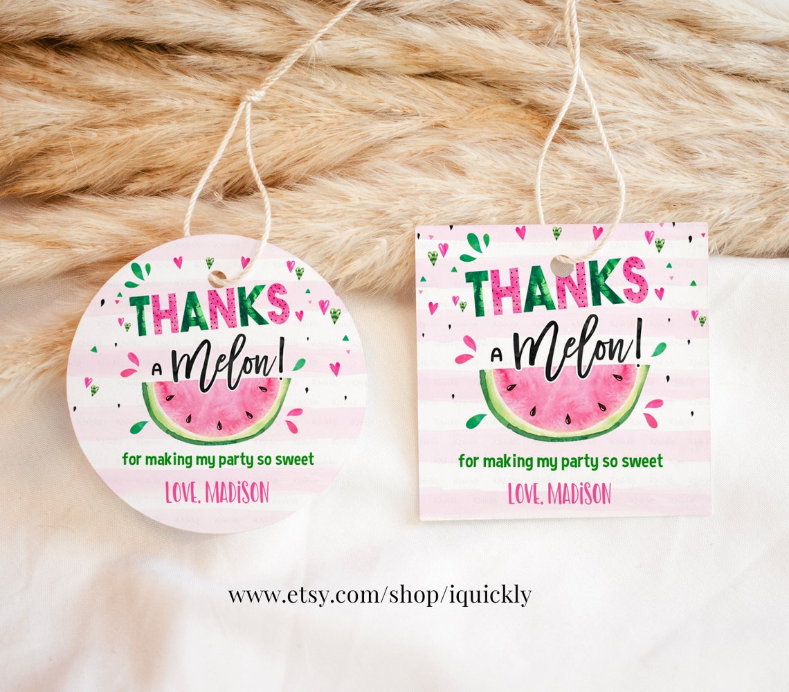 EDITABLE Watermelon Favor Tags Thank You Tags Gift Tags One - Etsy
