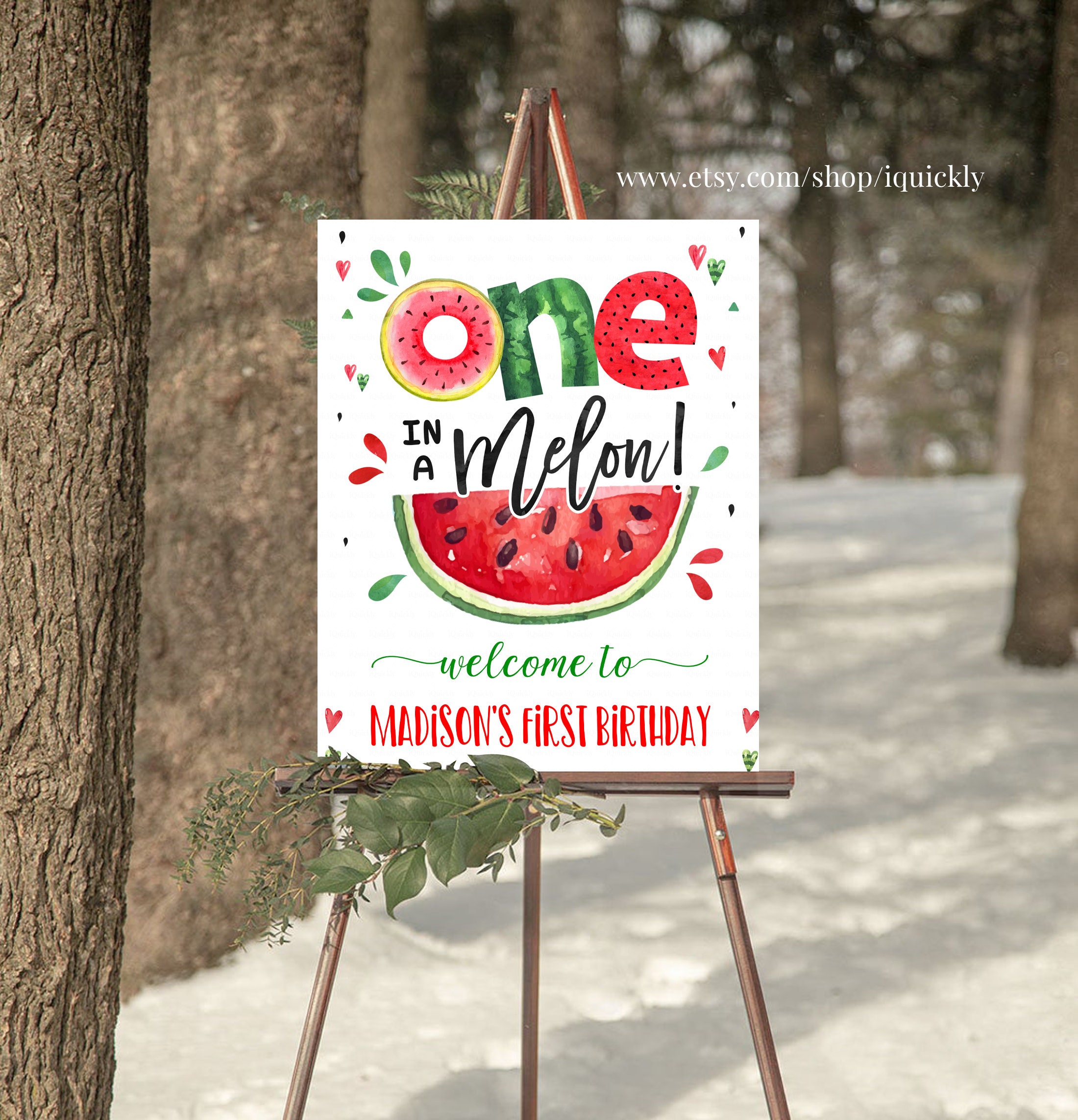 EDITABLE Watermelon Bottle Label, One in a Melon Water Labels Printable ...