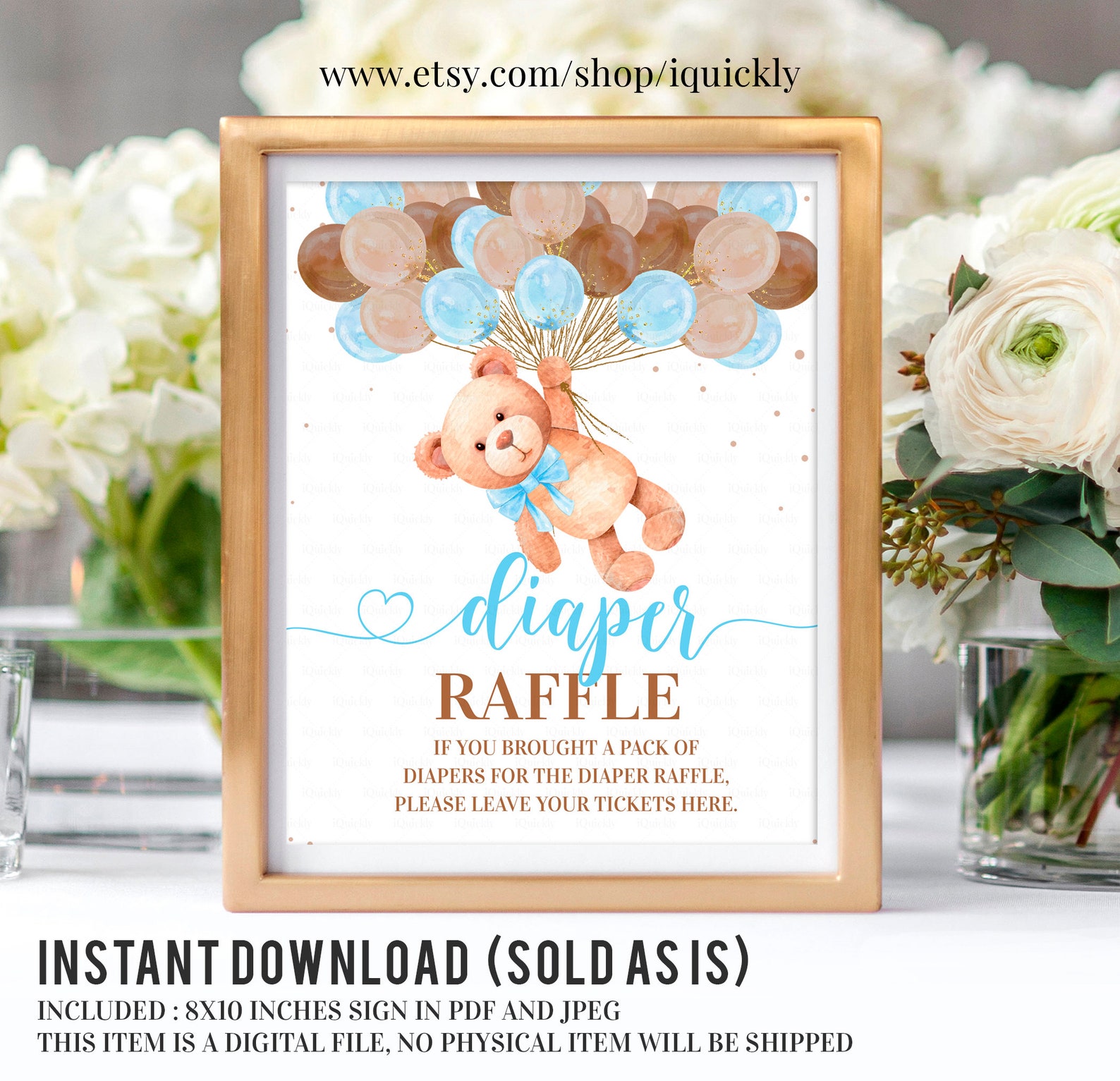 Teddy Bear Diaper Raffle Sign Printable Diaper Raffle Baby - Etsy