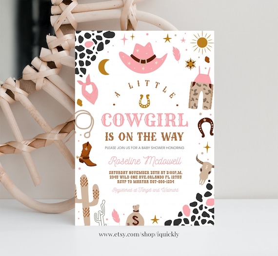 Editable Cowgirl baby shower invitation Country Western Wild West ...