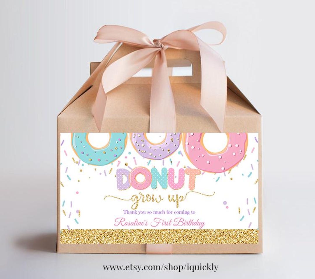 Editable Donut Birthday Party Favor Box Label Doughnut Printable Party ...