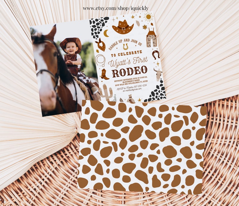 Editable My First Rodeo Invitation Cowboy Birthday Invite Wild - Etsy