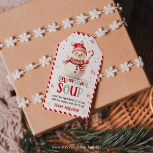 Snowman Soup Tag Editable Christmas Coworker Gift Tags Holiday Candy ...