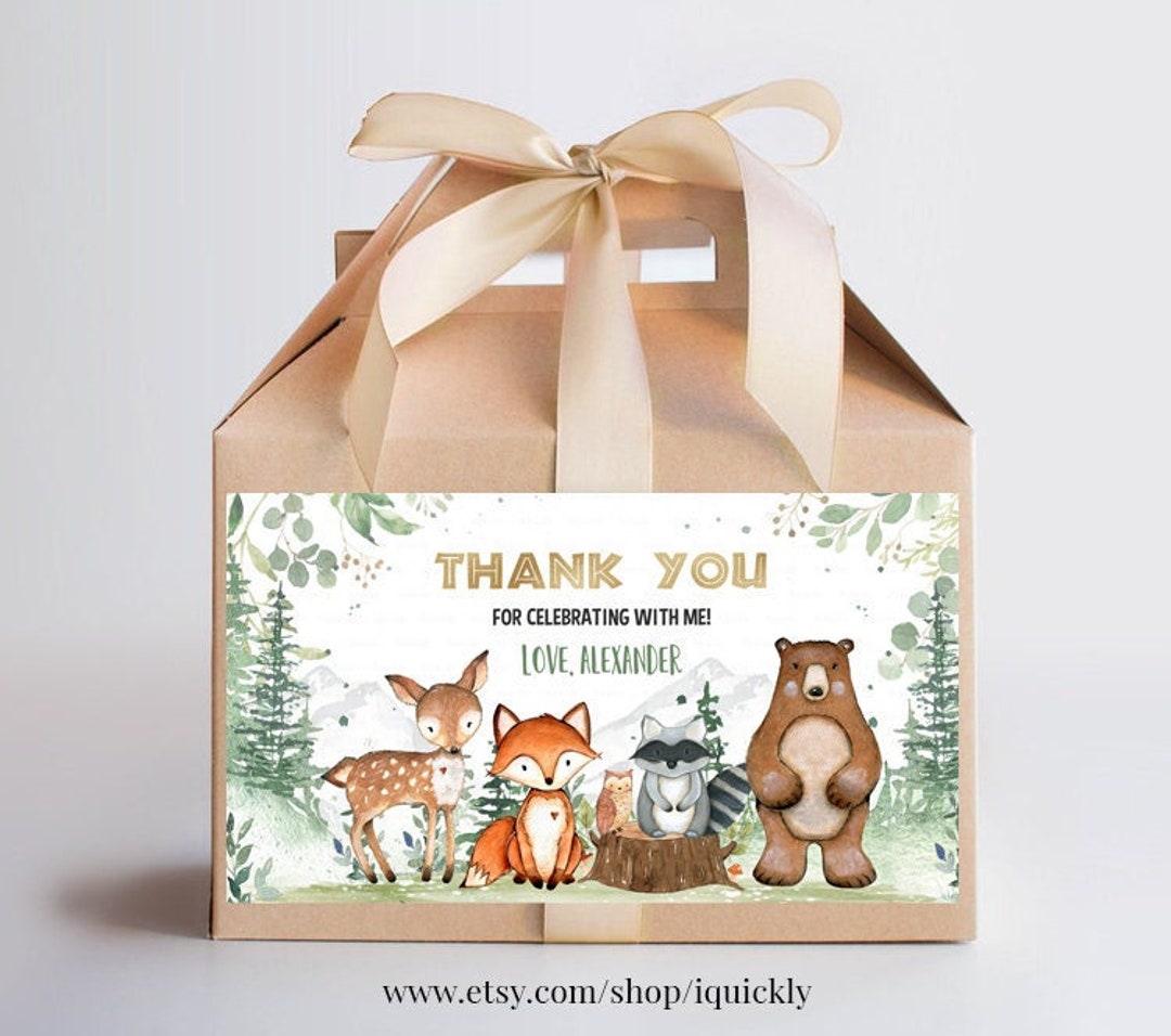 Editable Woodland Box Label Printables Woodland Animals Favors Gift Box ...