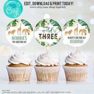 Editable Jungle Gold Party Decorations, Boy Young Wild and Three Party ...