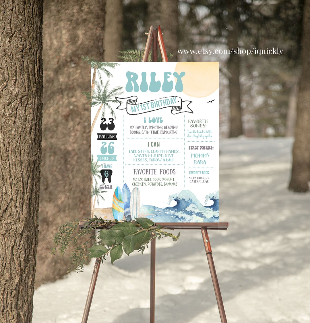 The Big One Surf Milestone Birthday Poster EDITABLE Beach First ...