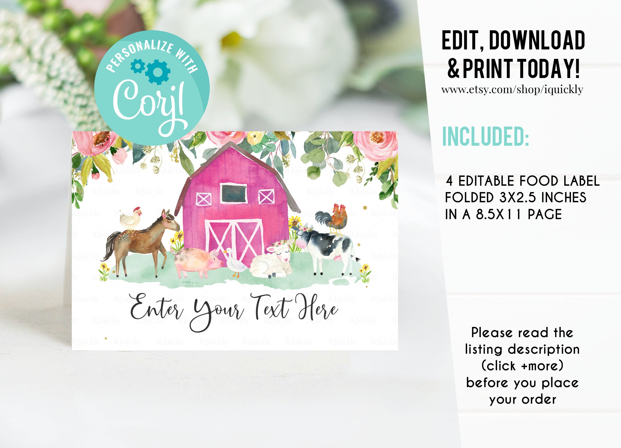 Editable Farm Party Decorations, Barnyard Party Package Birthday ...