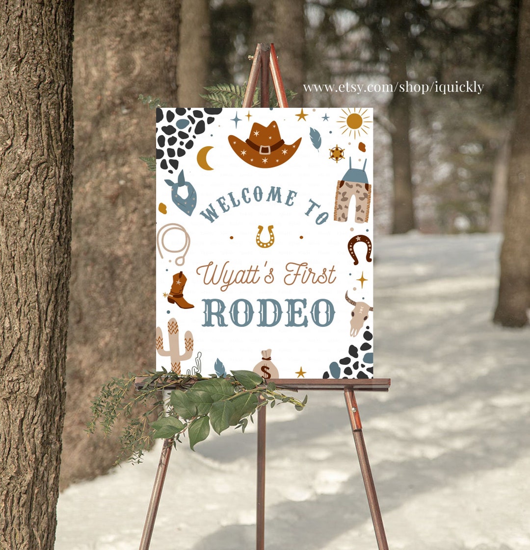 EDITABLE My First Rodeo Birthday Party Signs Cowboy Welcome Sign ...