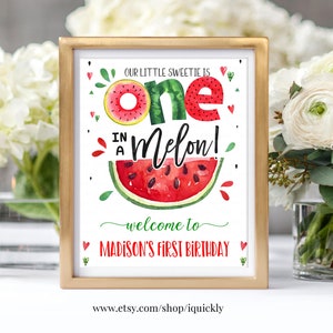 EDITABLE Watermelon Bottle Label, One in a Melon Water Labels Printable ...