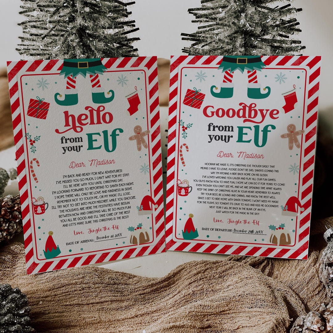 Elf Arrival Goodbye Letter Editable Bundle, Elf Return Departure Letter ...