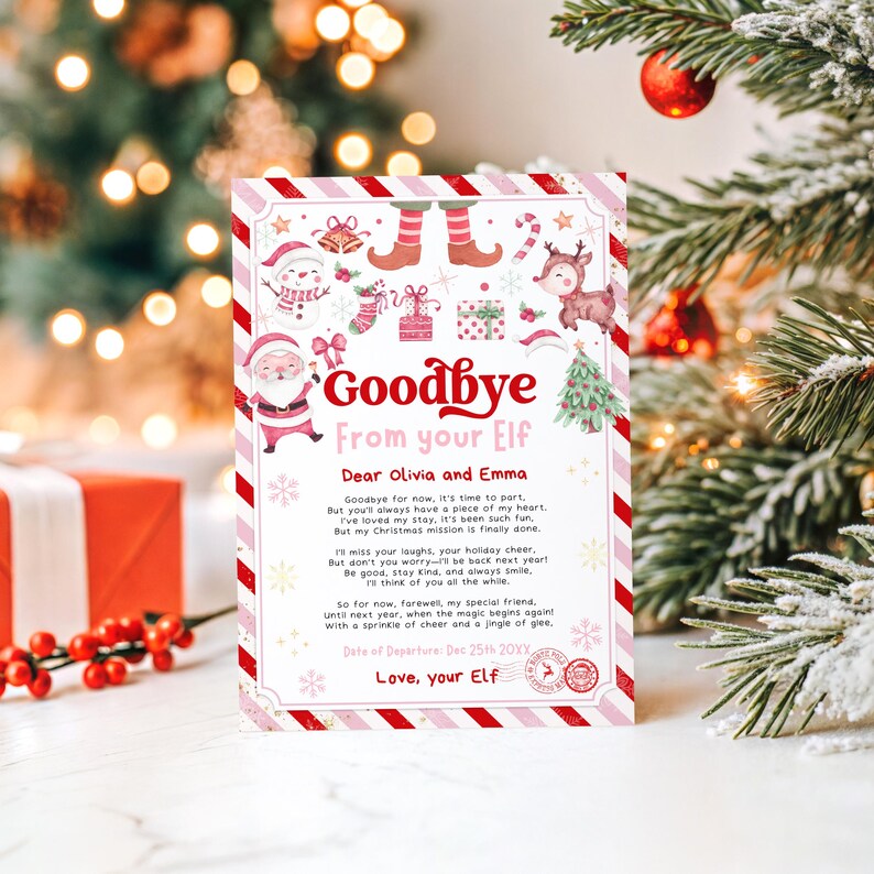 Elf Goodbye Letter, Pink Editable Elf Departure Letter, Christmas Elf ...