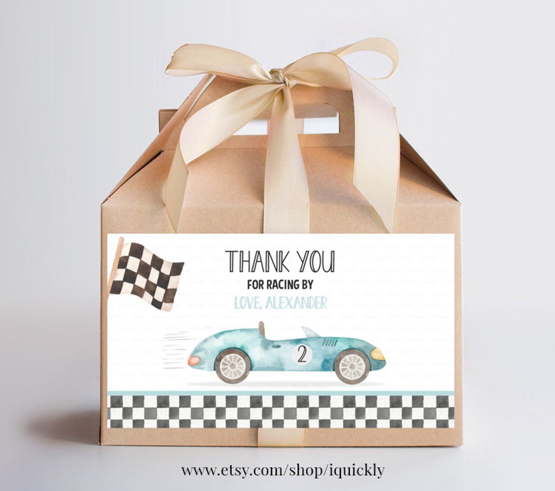 Editable TWO Fast Birthday Thank You Card Racecar 2nd Birthday Note Car ...
