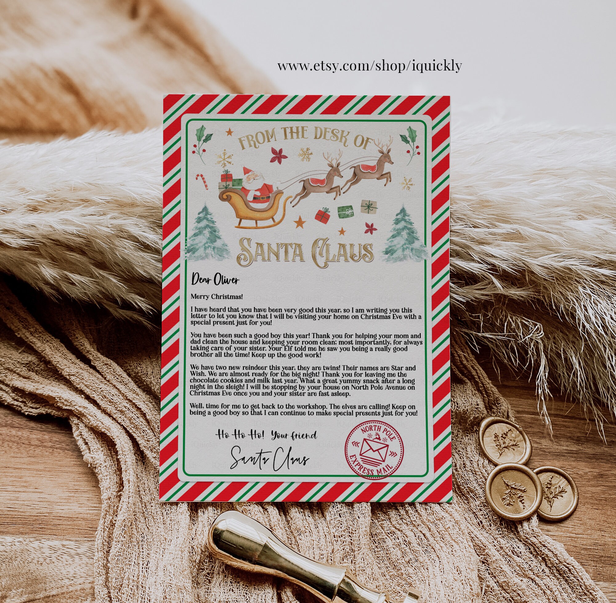 Editable Personalized Letter From Santa Claus From the Desk of Santa ...