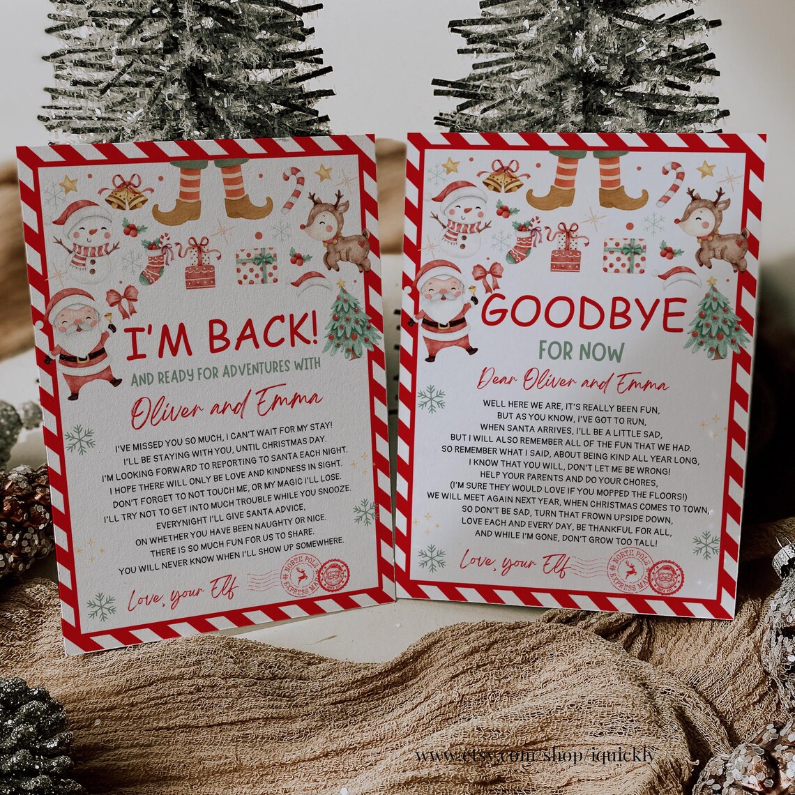 Elf Arrival Letter Departure Letter Printable, Hello and Goodbye Elf ...