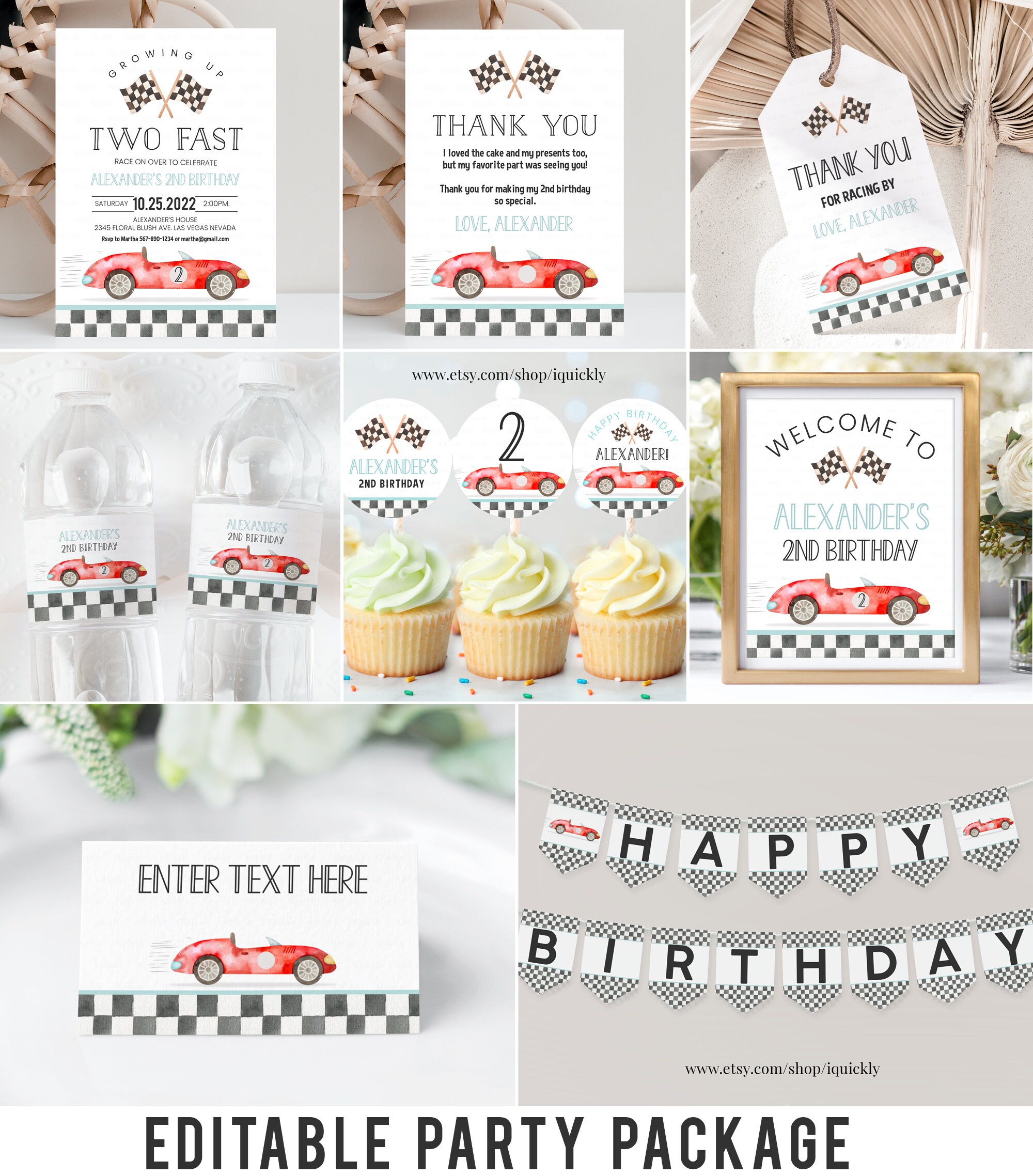 Editable TWO Fast Birthday Favor Tags Race Car 2nd Birthday Thank You ...