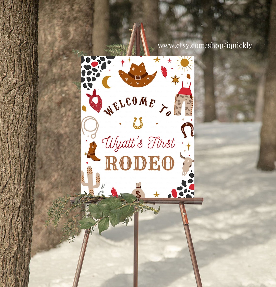 EDITABLE My First Rodeo Birthday Party Signs Cowboy Welcome Sign ...