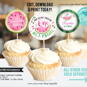 EDITABLE Watermelon Favor Tags, Thank You Tags, Gift Tags, One in a ...