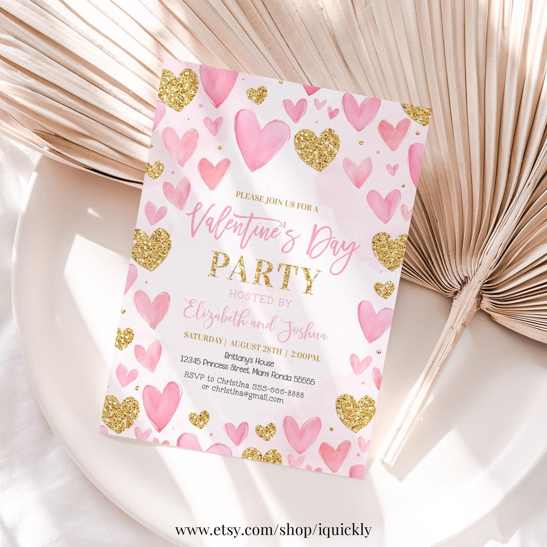 Editable Valentine Invitation Galentine Party Invite Heart February ...